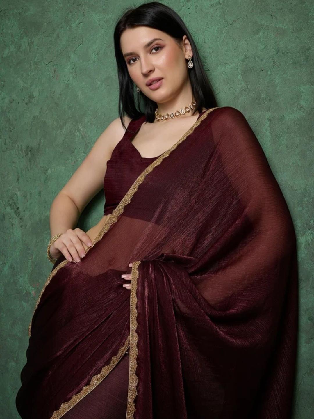 Buy TIGER SNAKE Beads And Stones Silk Blend Saree - Sarees for Women ...