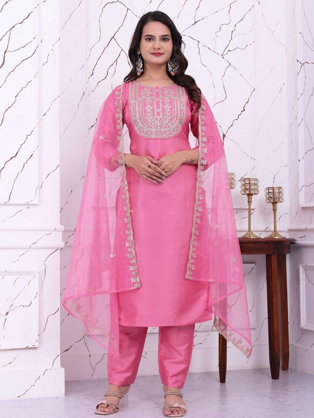 Buy DAMAAR TEXTILE Women Ethnic Motifs Embroidered Regular Thread Work ...