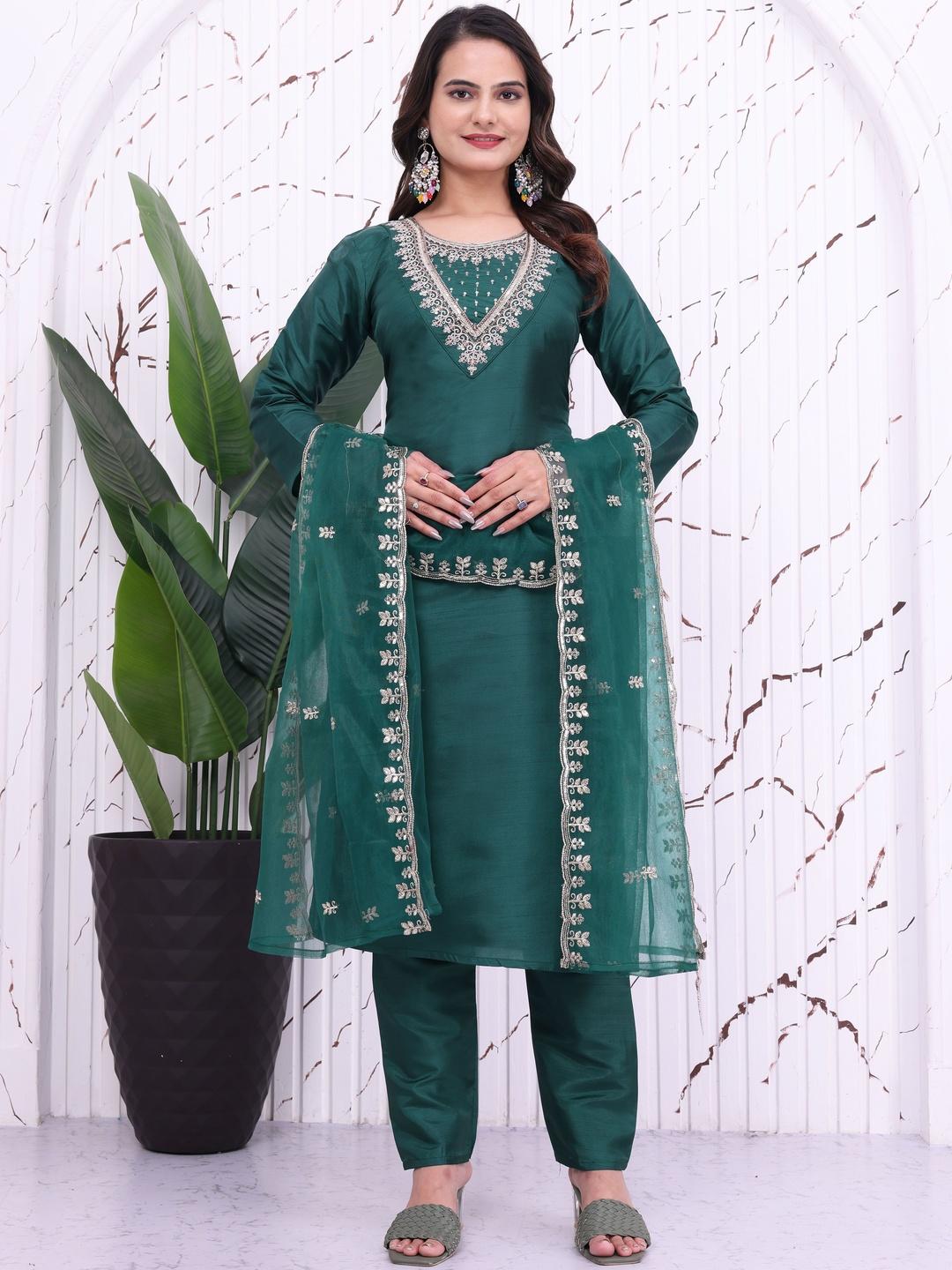 Buy DAMAAR TEXTILE Women Ethnic Motifs Embroidered Regular Thread Work ...