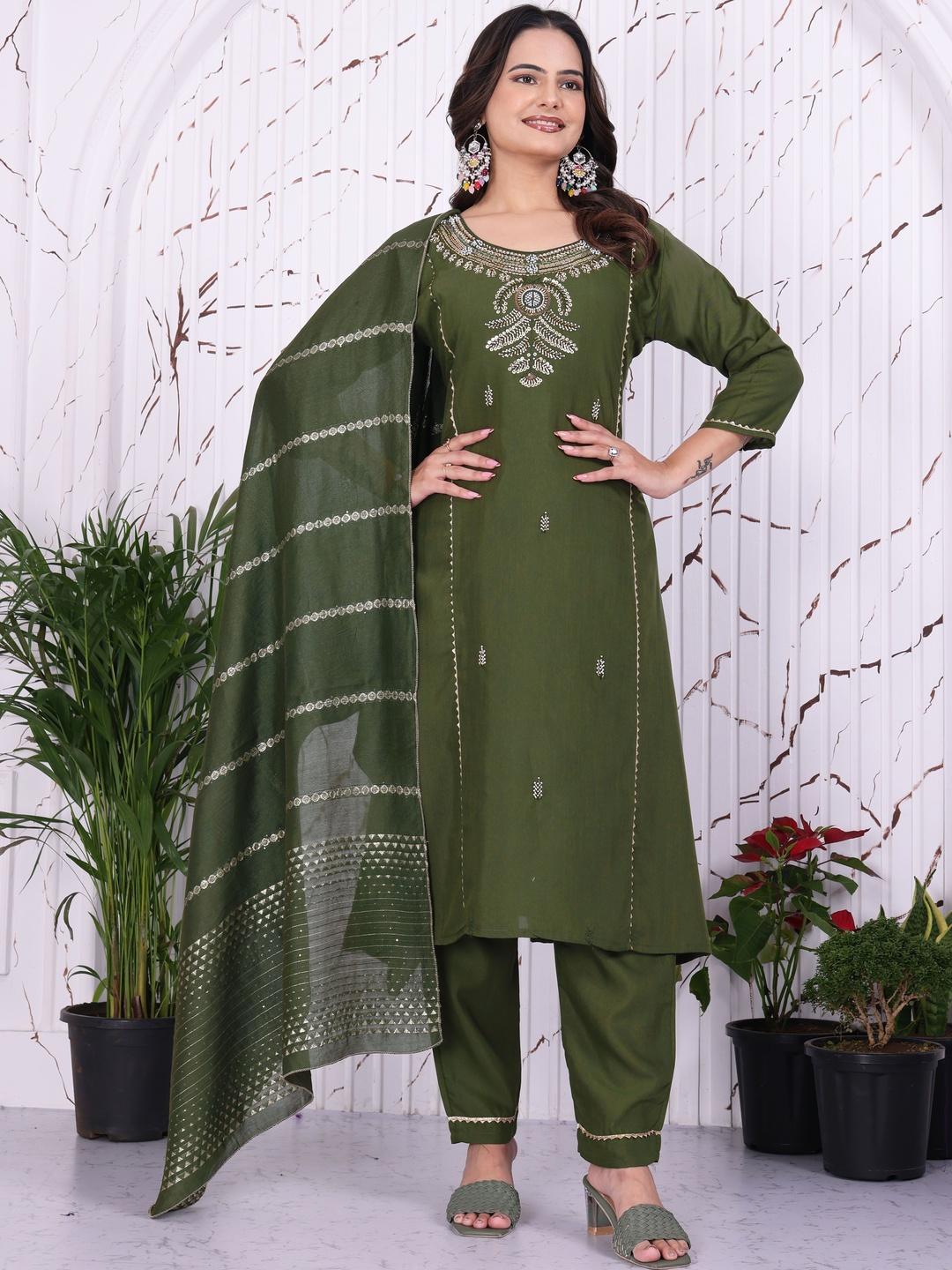 Buy DAMAAR TEXTILE Women Ethnic Motifs Embroidered Regular Thread Work ...