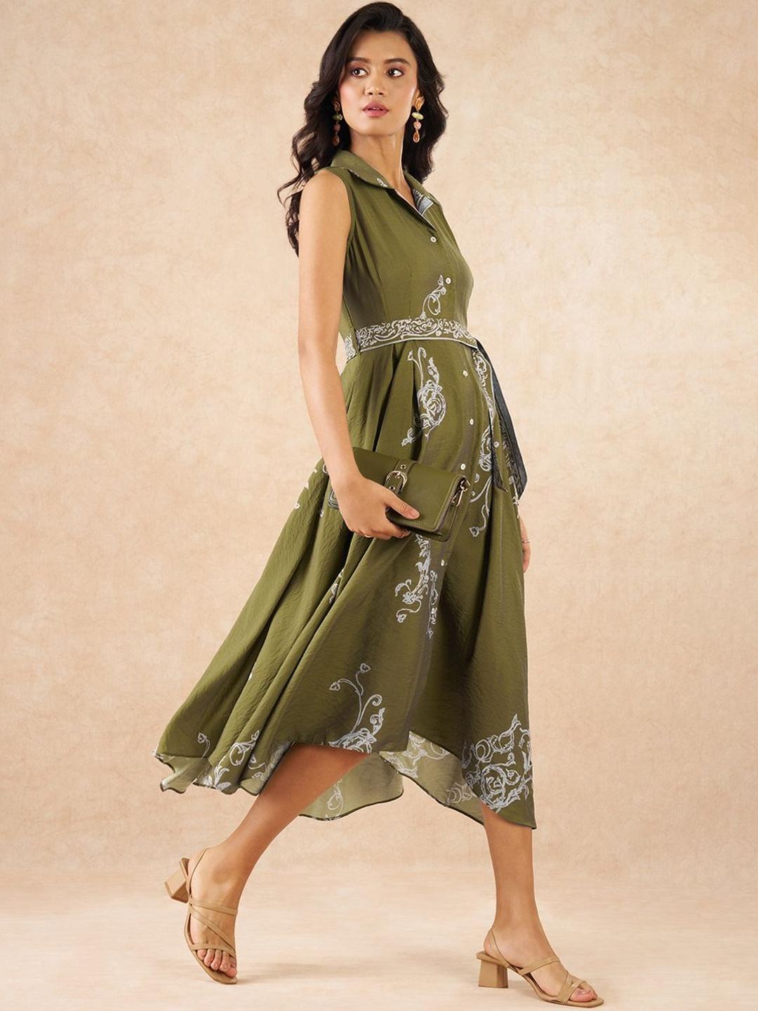 Buy Marigold Lane Ethnic Motifs Print Fit & Flare Midi Dress - Dresses ...