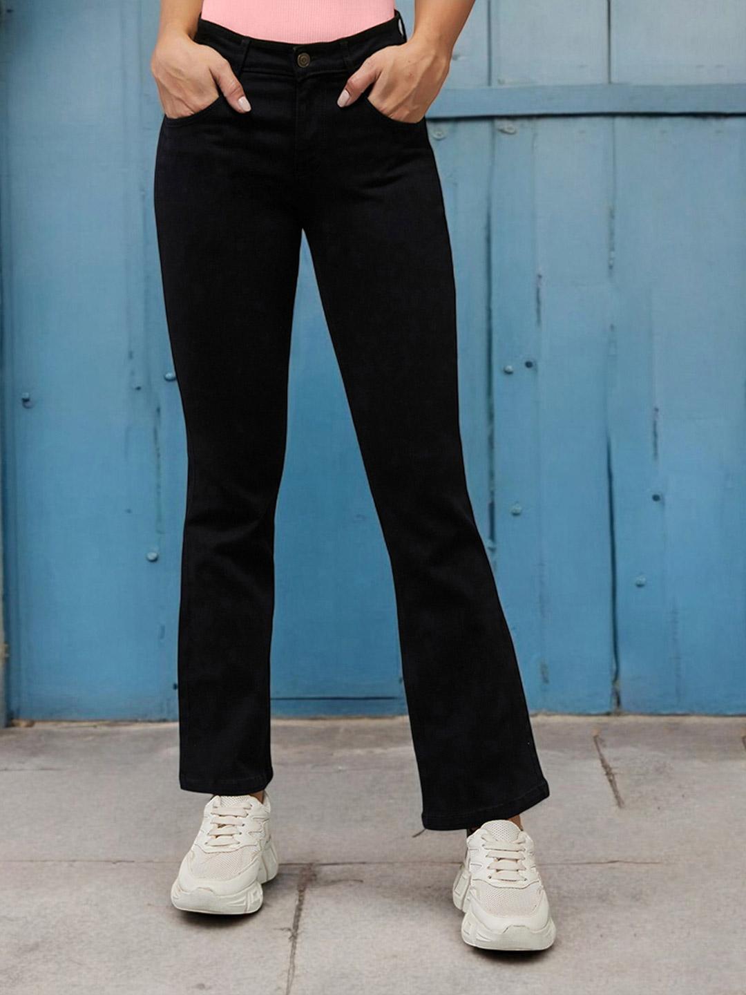 Buy DOLCE CRUDO Women Bootcut High Rise Clean Look Regular Stretchable ...