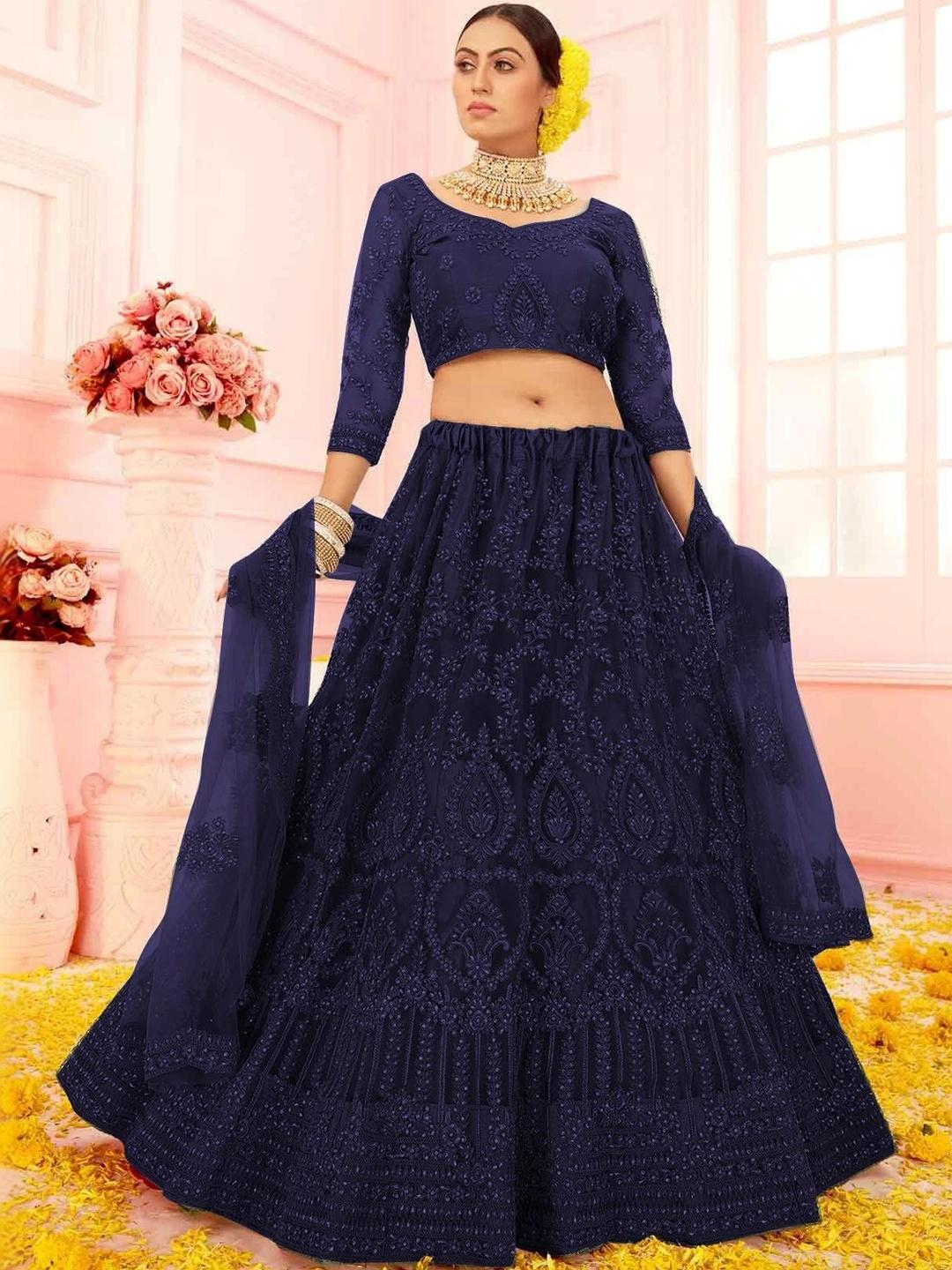 Buy REELOVE FACTORY Embroidered Sequinned Semi Stitched Lehenga ...