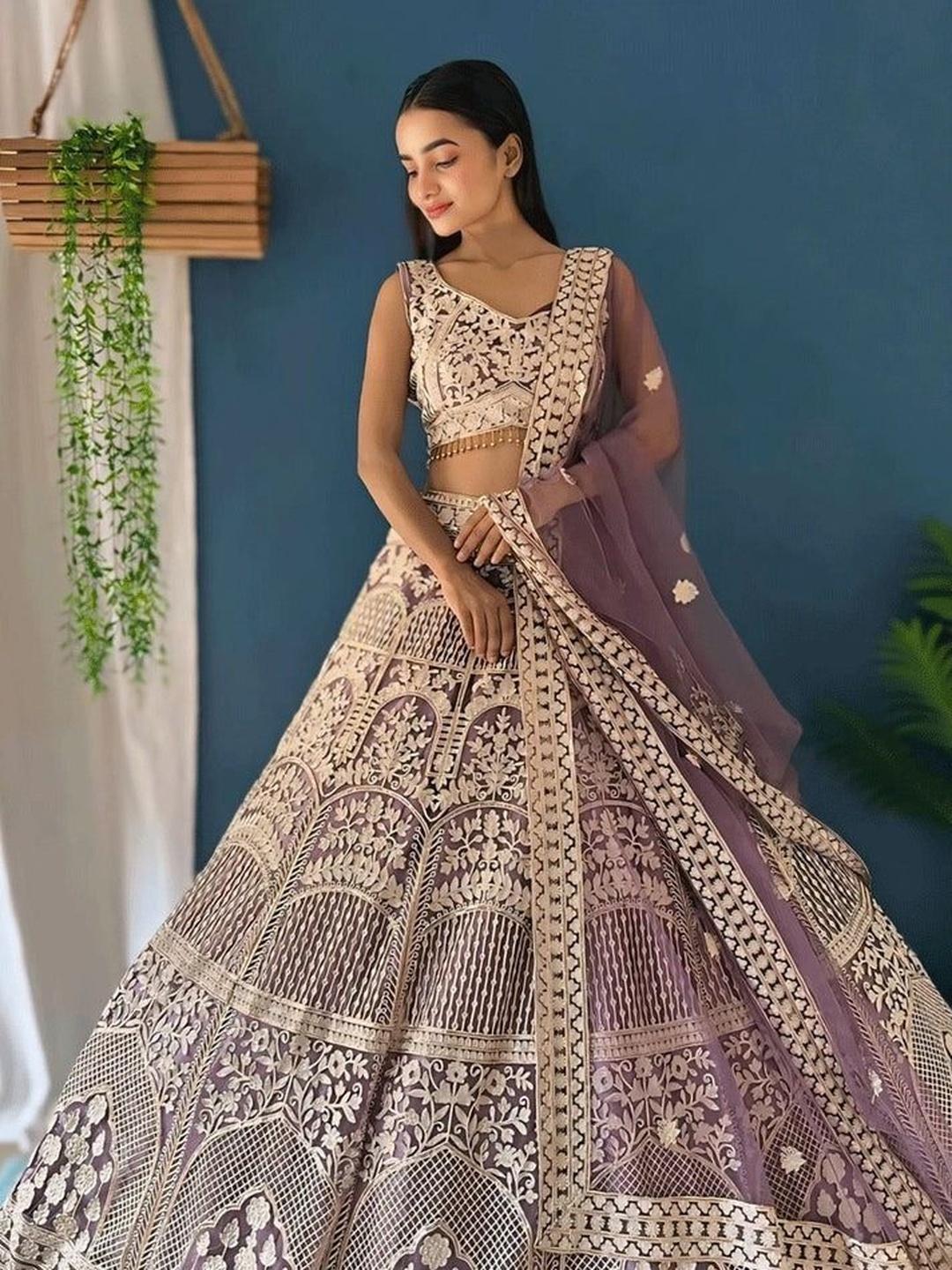 Buy REELOVE FACTORY Embroidered Semi Stitched Lehenga & Blouse With ...