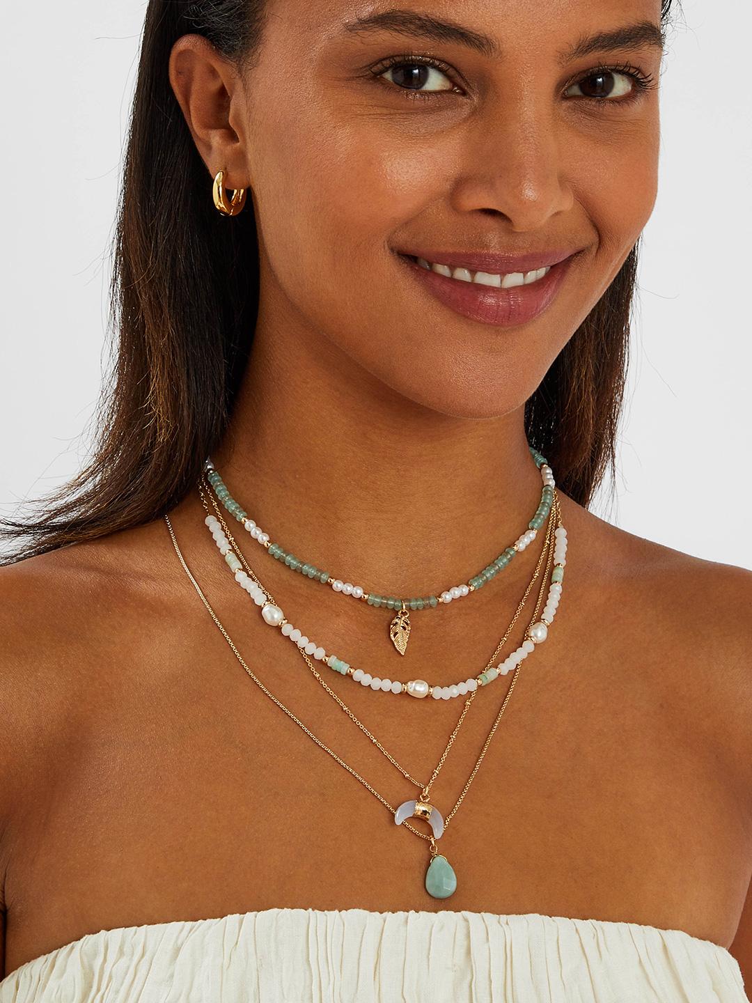 Buy Accessorize Gold Plated Artificial Beads Braded Layered Necklace ...