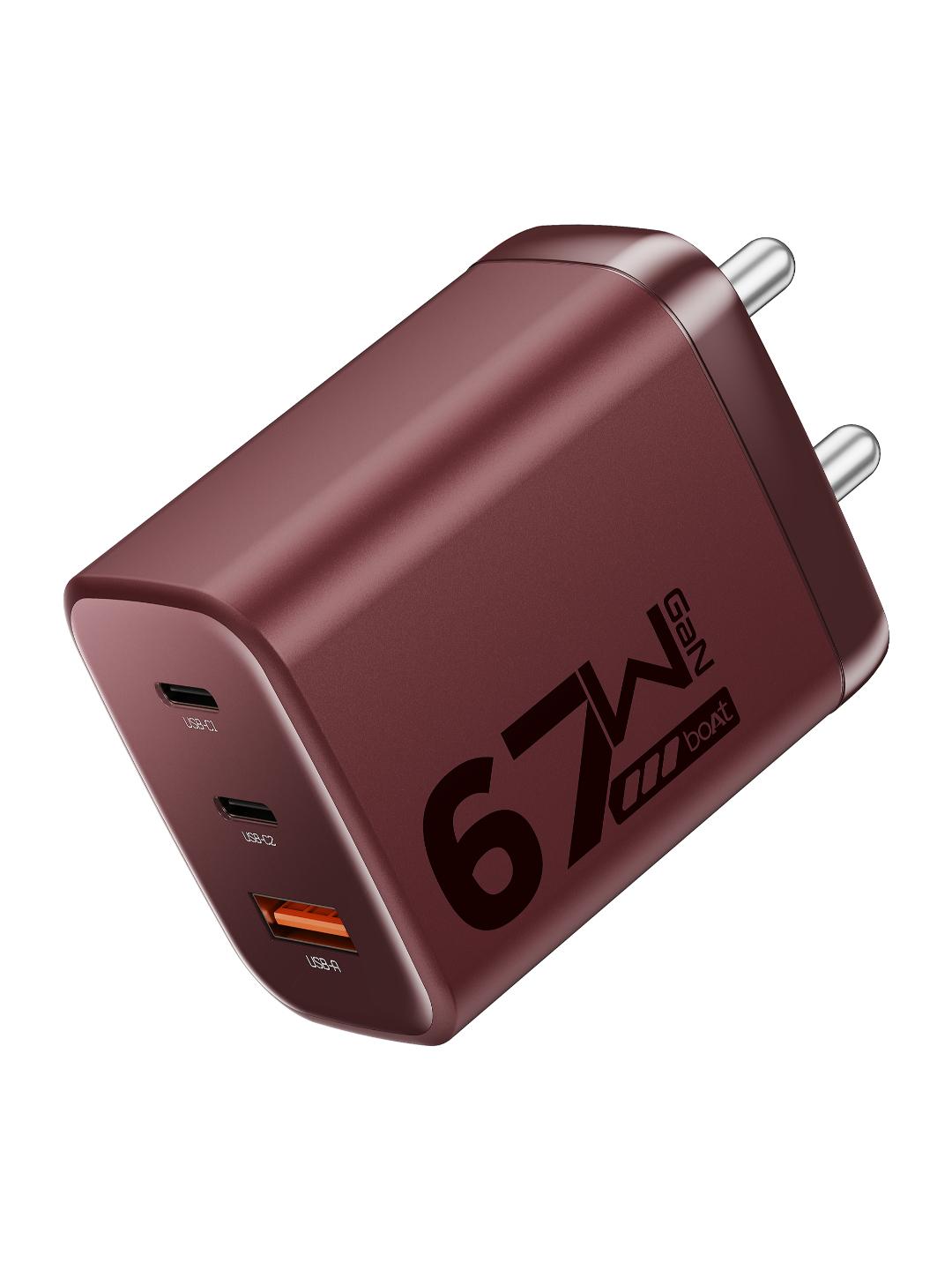 Buy BoAt 67W GaN Charger USB Type C Ultra Fast Triple Port Charging ...