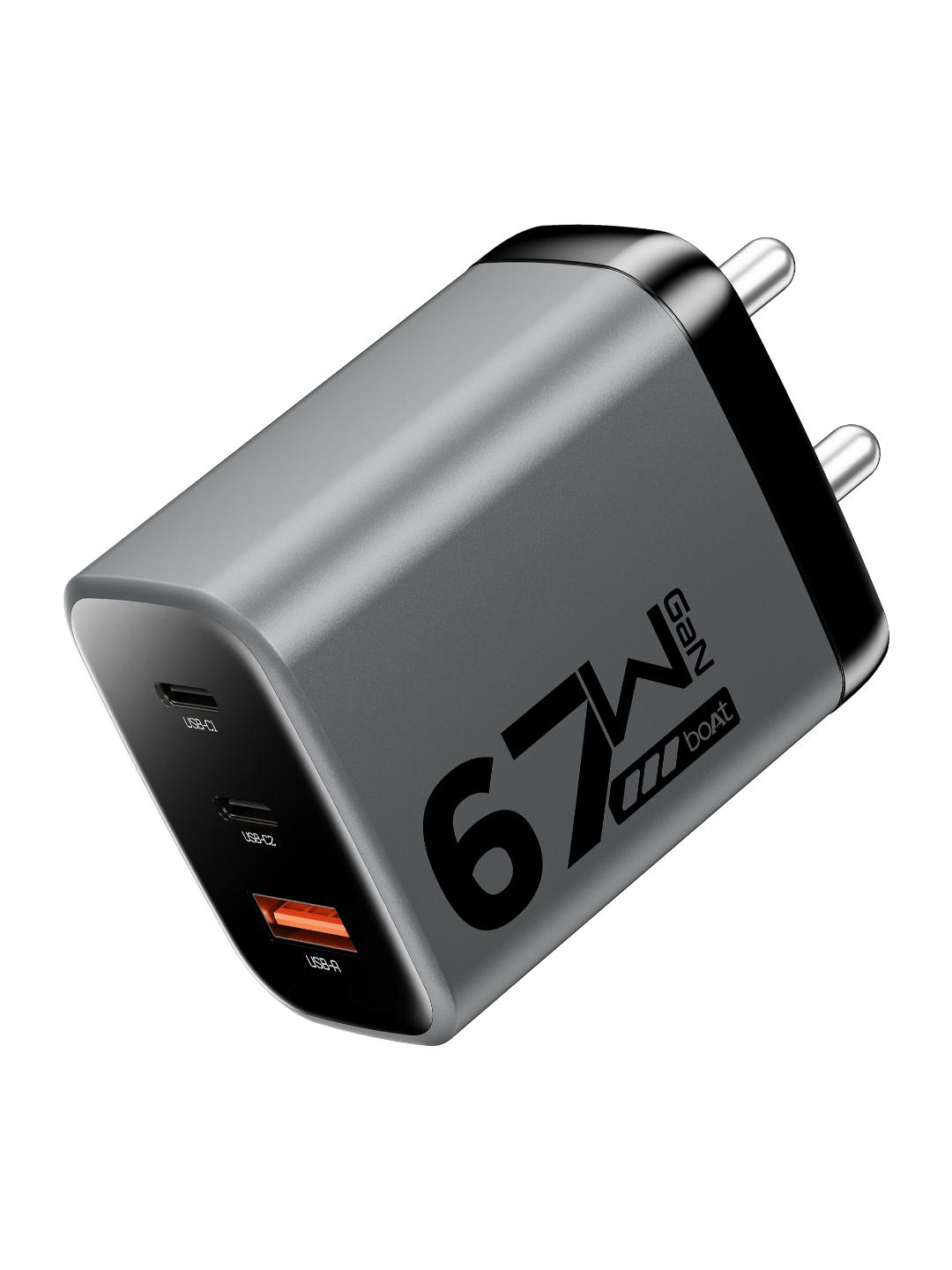 Buy BoAt 67W GaN Charger USB Type C Ultra Fast Triple Port Charging ...