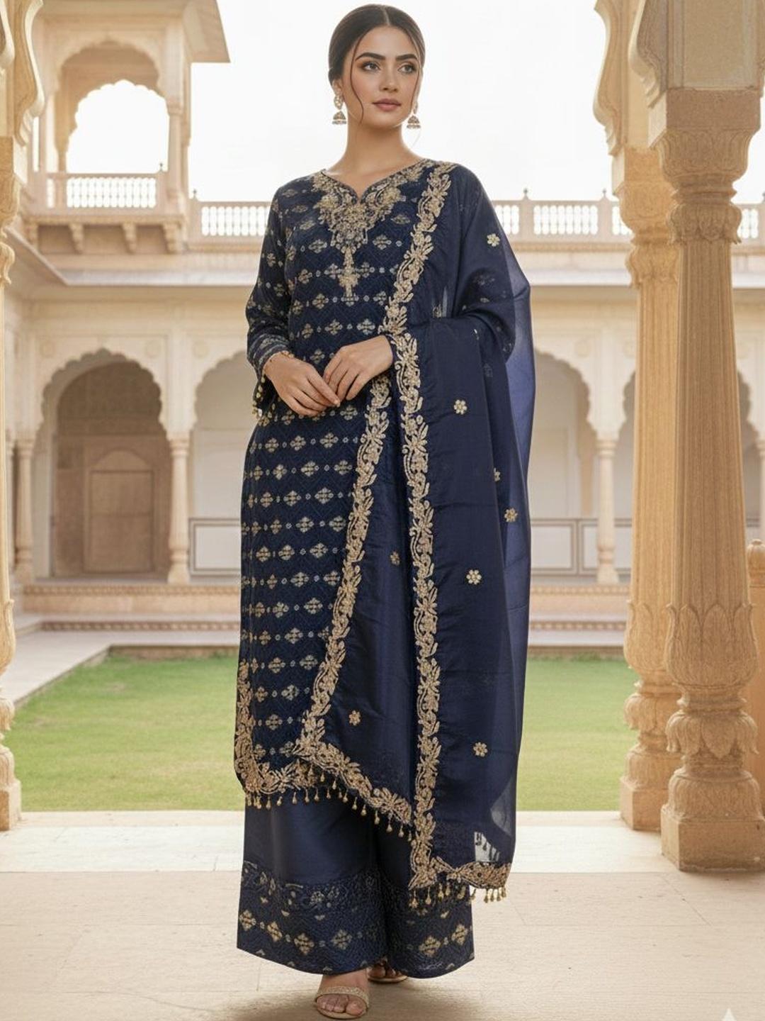 Buy APASRANI LABEL Women Ethnic Motifs Embroidered Regular Thread Work ...