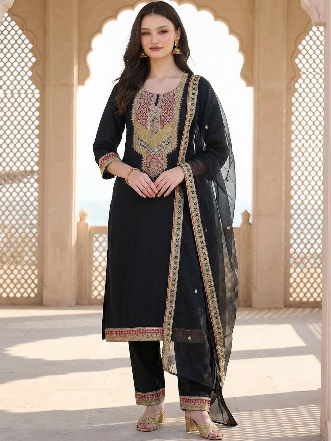 Buy Indo Era Women Ethnic Motifs Embroidered Regular Thread Work Kurta ...