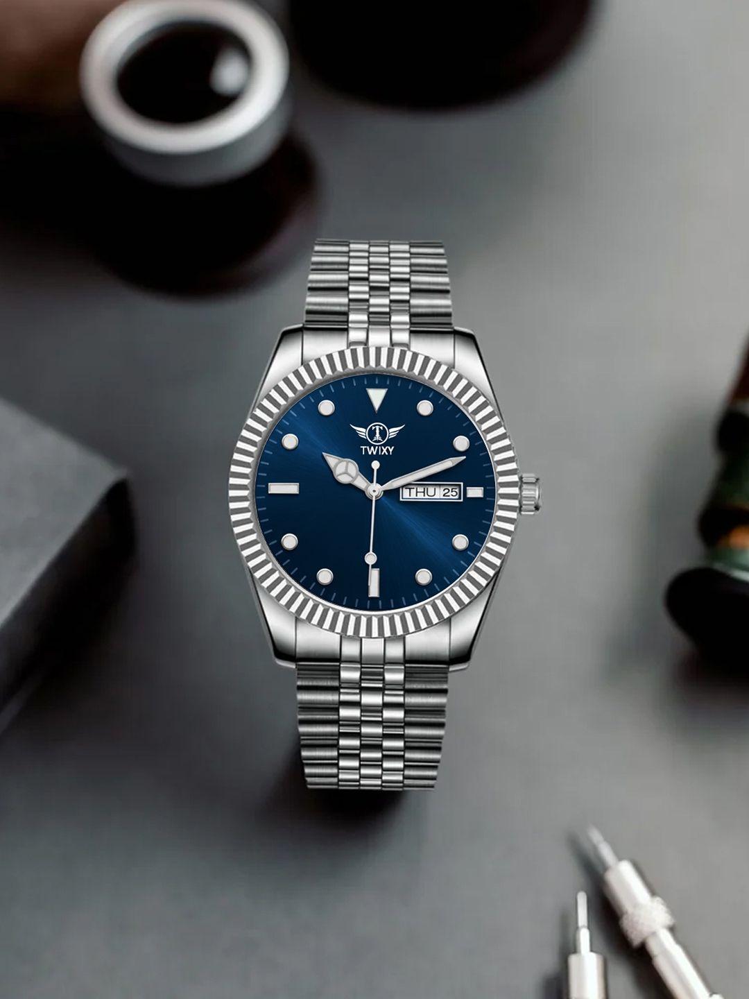 Buy TWIXY Men Brass Dial & Stainless Steel Bracelet Style Straps ...