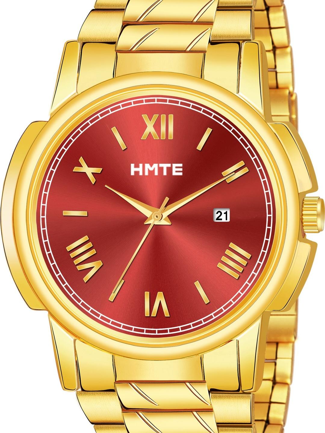 Buy HMTE Men Dial & Stainless Steel Bracelet Style Straps Analogue Date ...