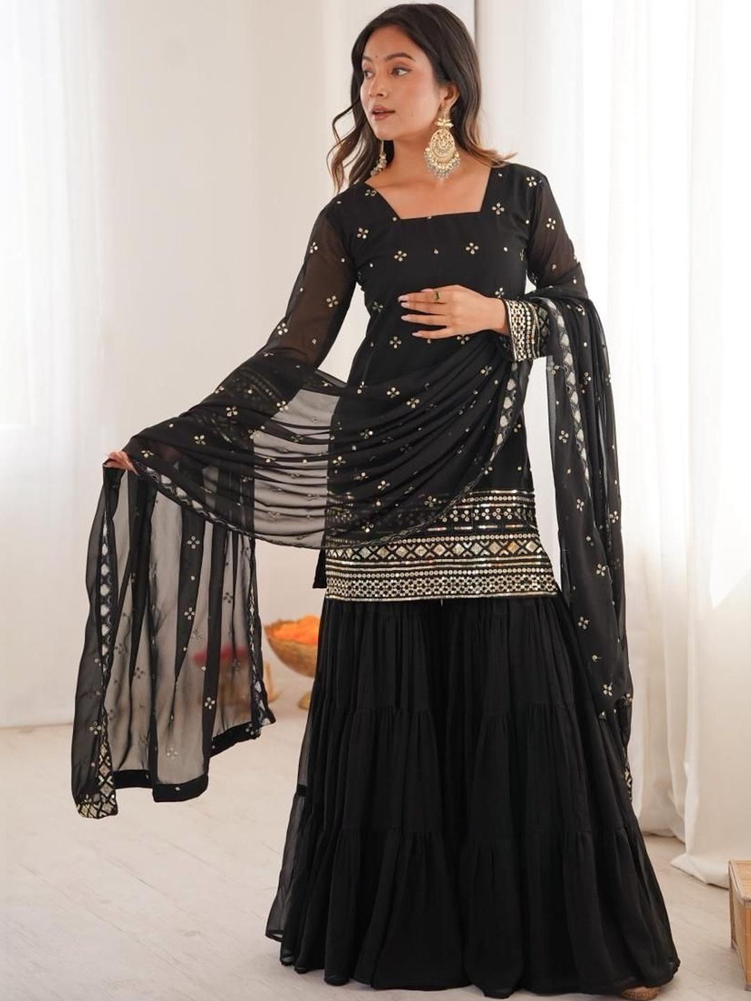 Buy APASRANI LABEL Women Ethnic Motifs Embroidered Regular Mirror Work ...