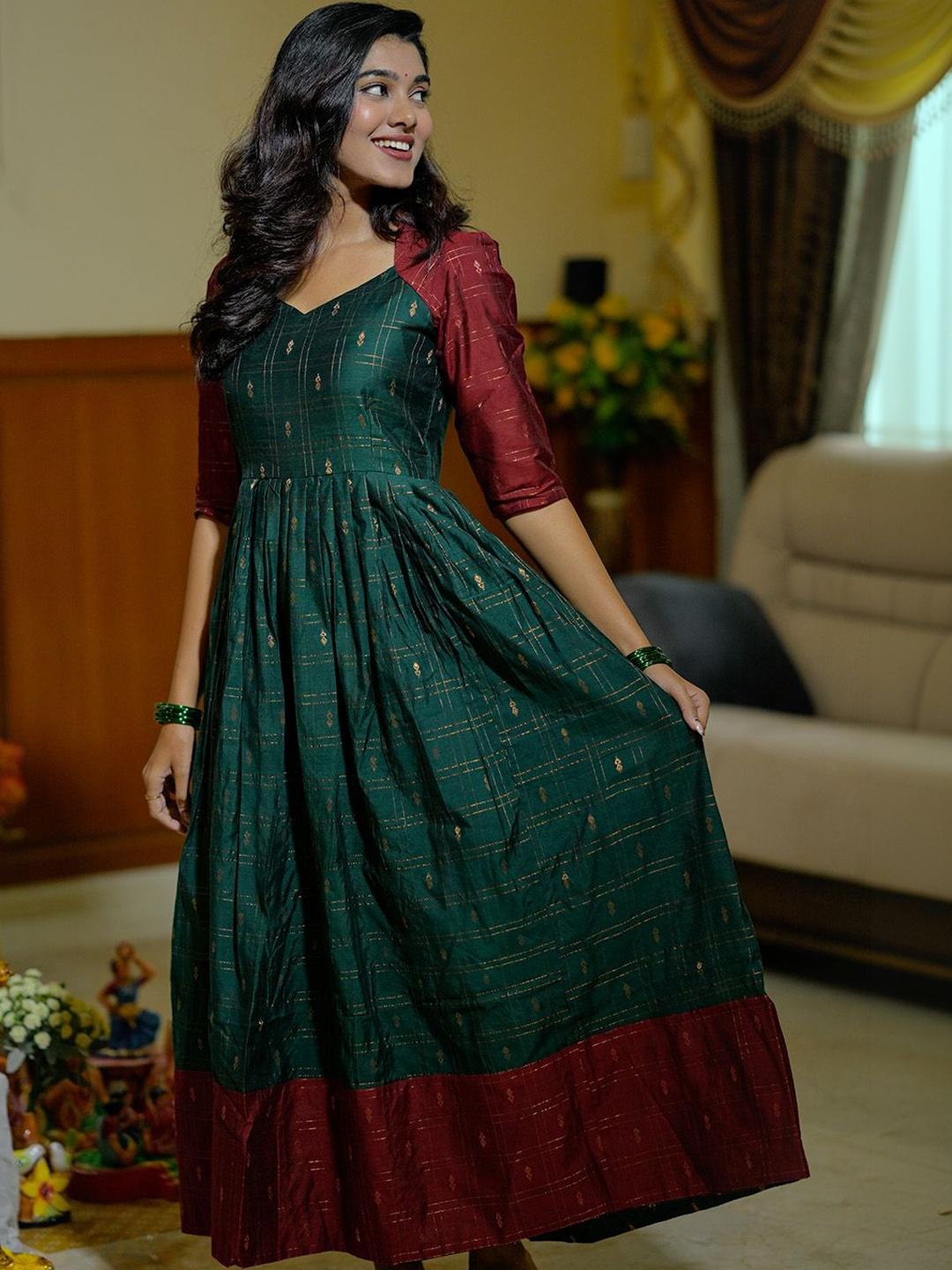Buy Vastara The Label Checked Fit & Flare Maxi Dress - Dresses for ...
