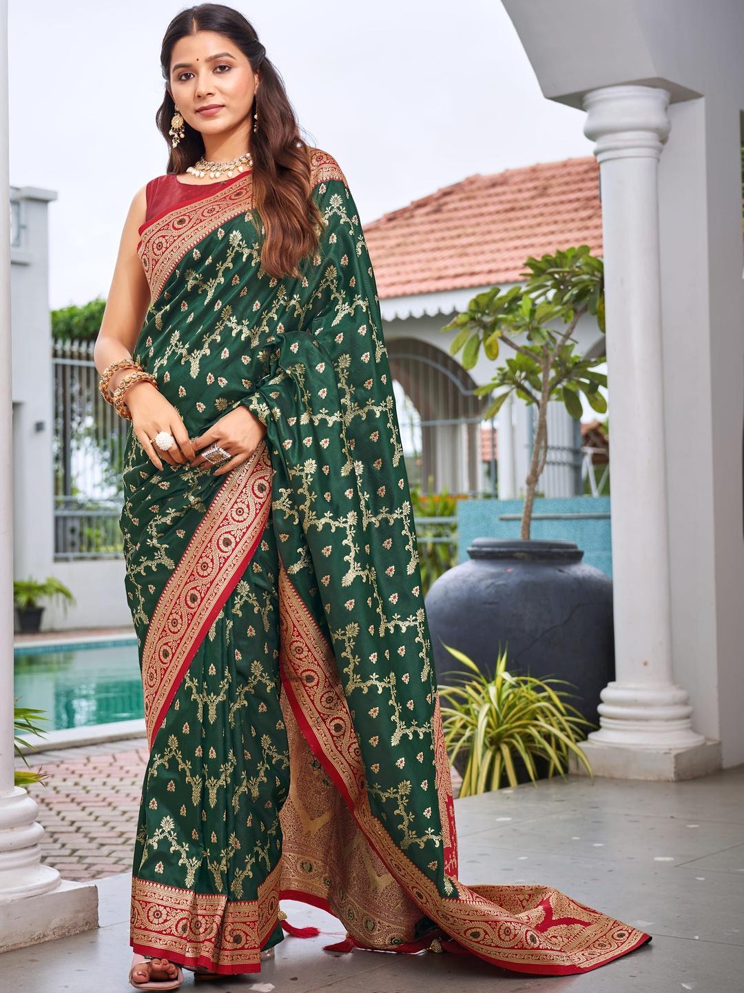 Buy MANOHARI Woven Design Zari Satin Heavy Work Banarasi Saree - Sarees ...
