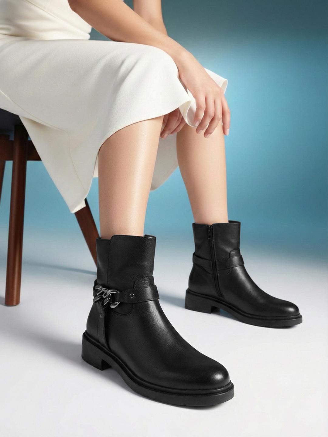 Buy Nautica Women Mid Top Boots With Metal Chain Detail - Boots for ...