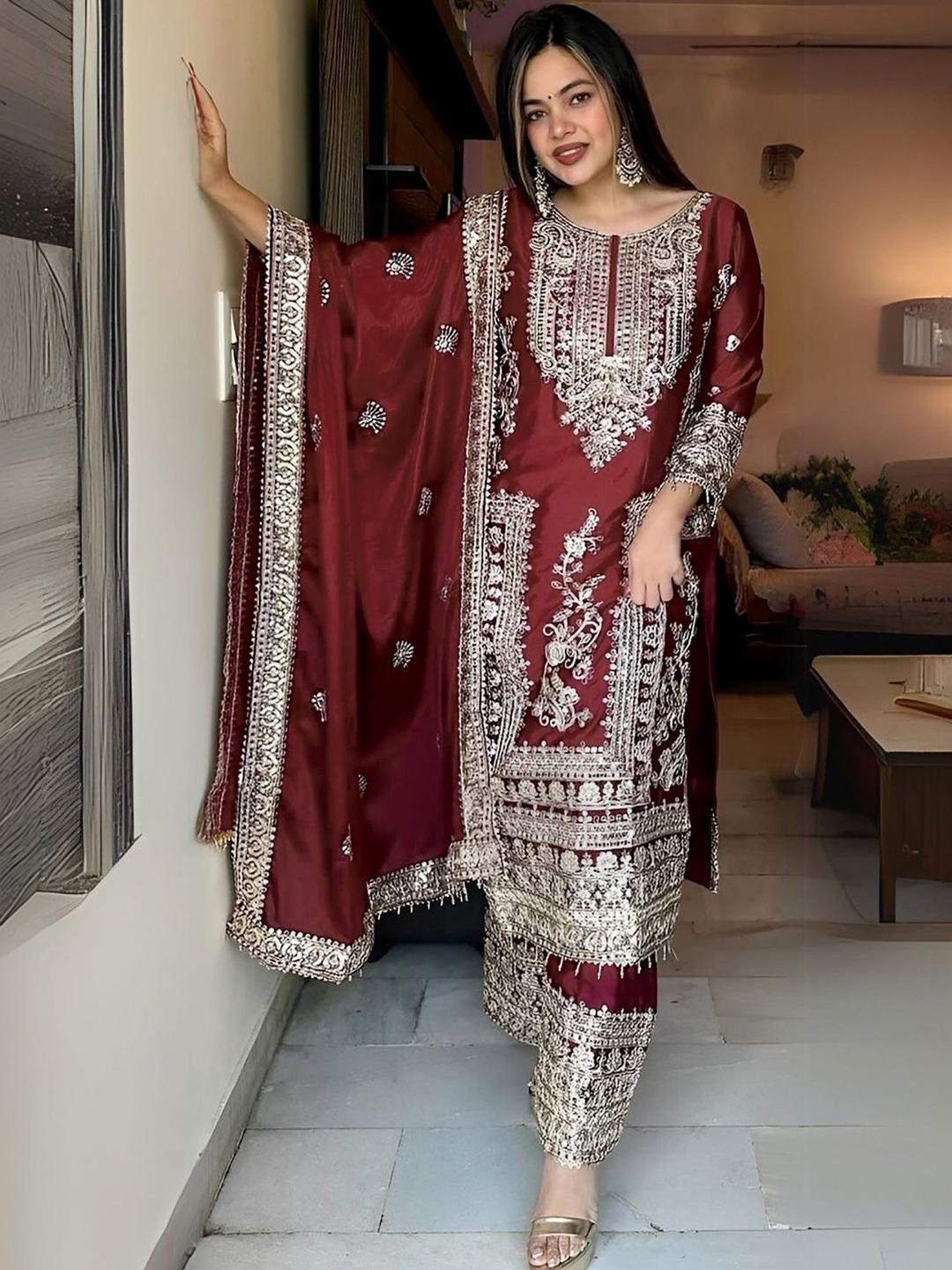 Buy Moda Rapido Women Ethnic Motifs Embroidered Regular Thread Work ...