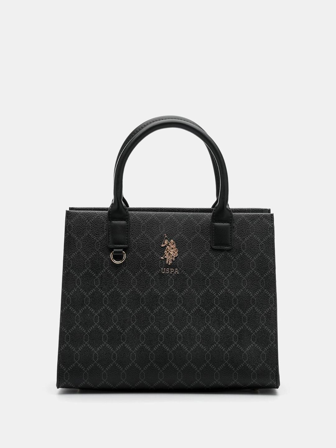 Buy U.S. Polo Assn. Women Scarlet Black Monogram Printed Satchel ...