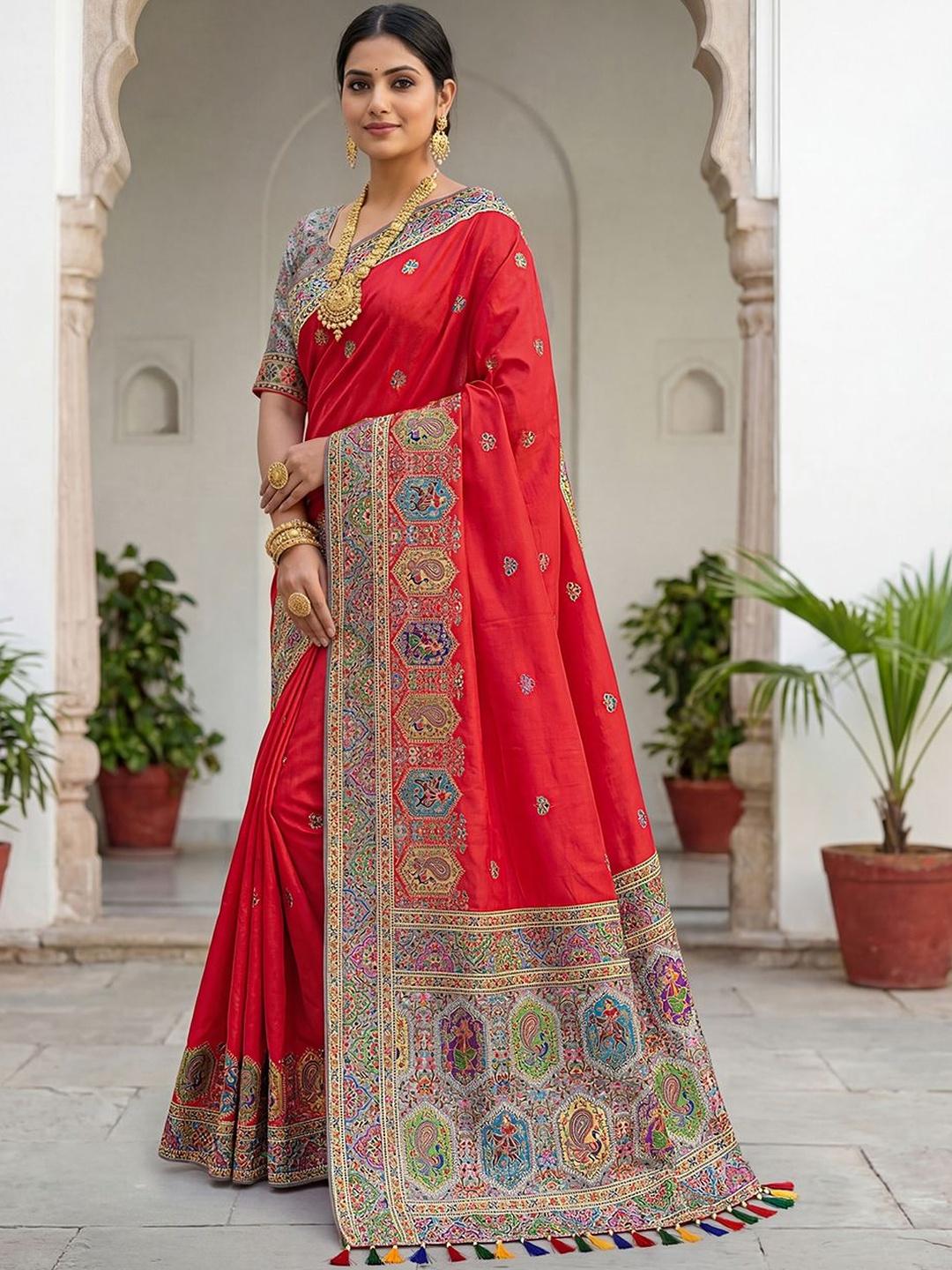 Buy MIWA Ethnic Motifs Printed Silk Blend Saree - Sarees for Women ...