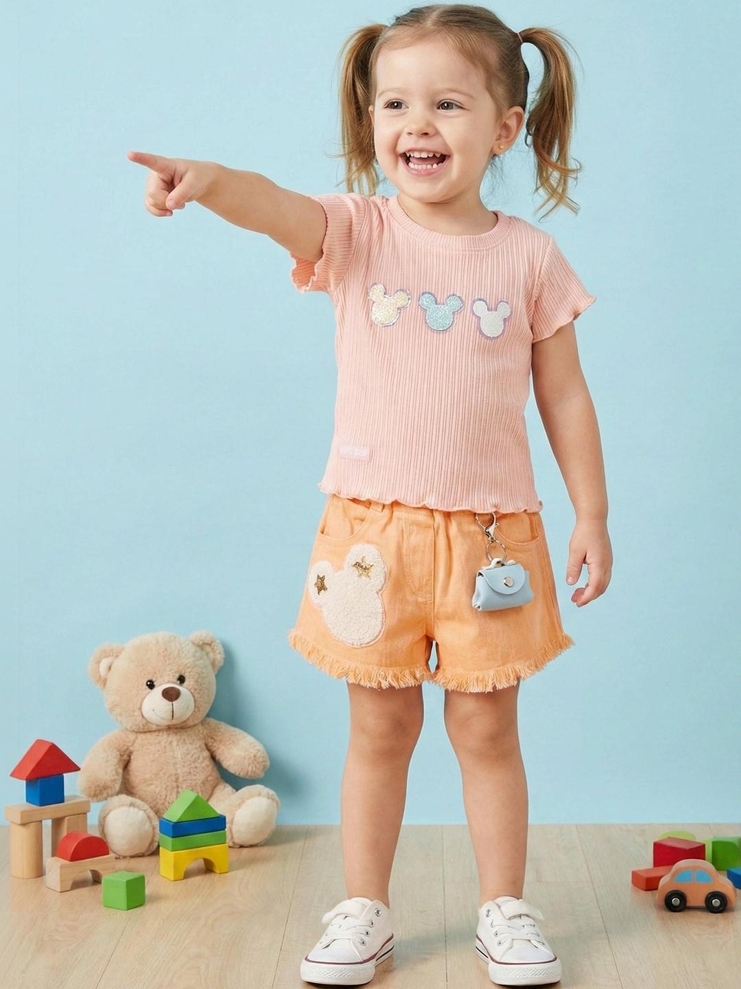 Buy KIKO Girls Embellished T Shirt With Shorts - Clothing Set for Girls ...