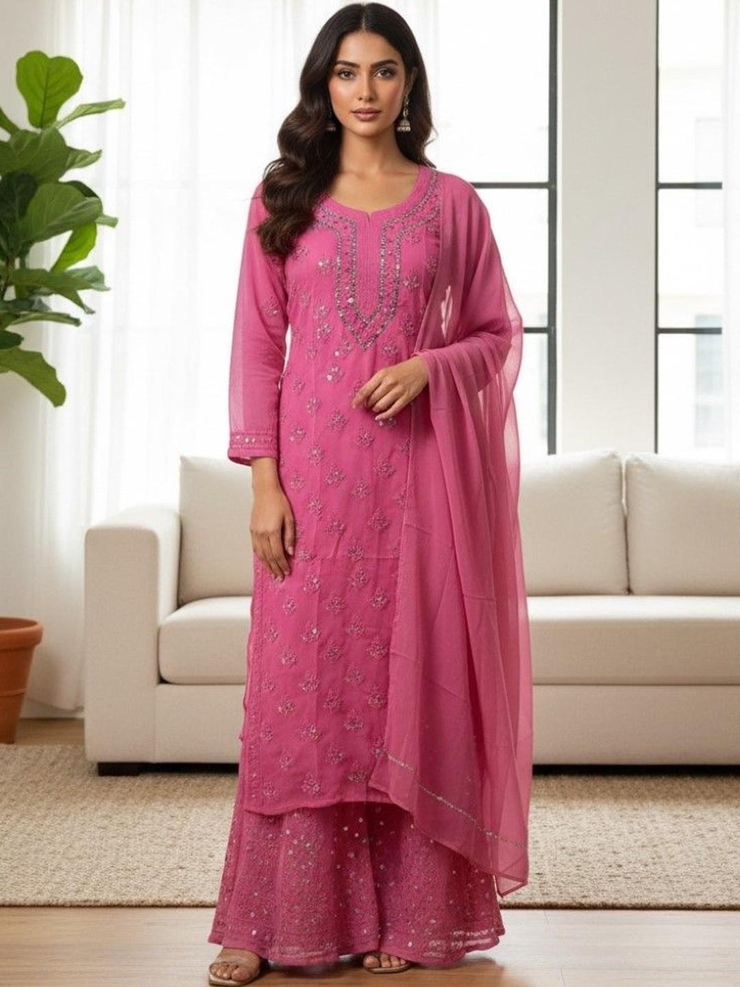 Buy KHAKA Women Ethnic Motifs Embroidered Regular Sequinned Kurta With ...