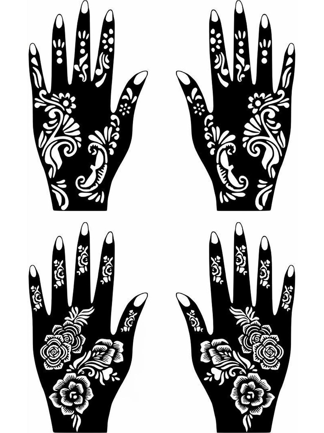 Buy ORDERSHOCK Set Of 2 Floral Mehendi Stencil Reusable Sticker - Bindi ...