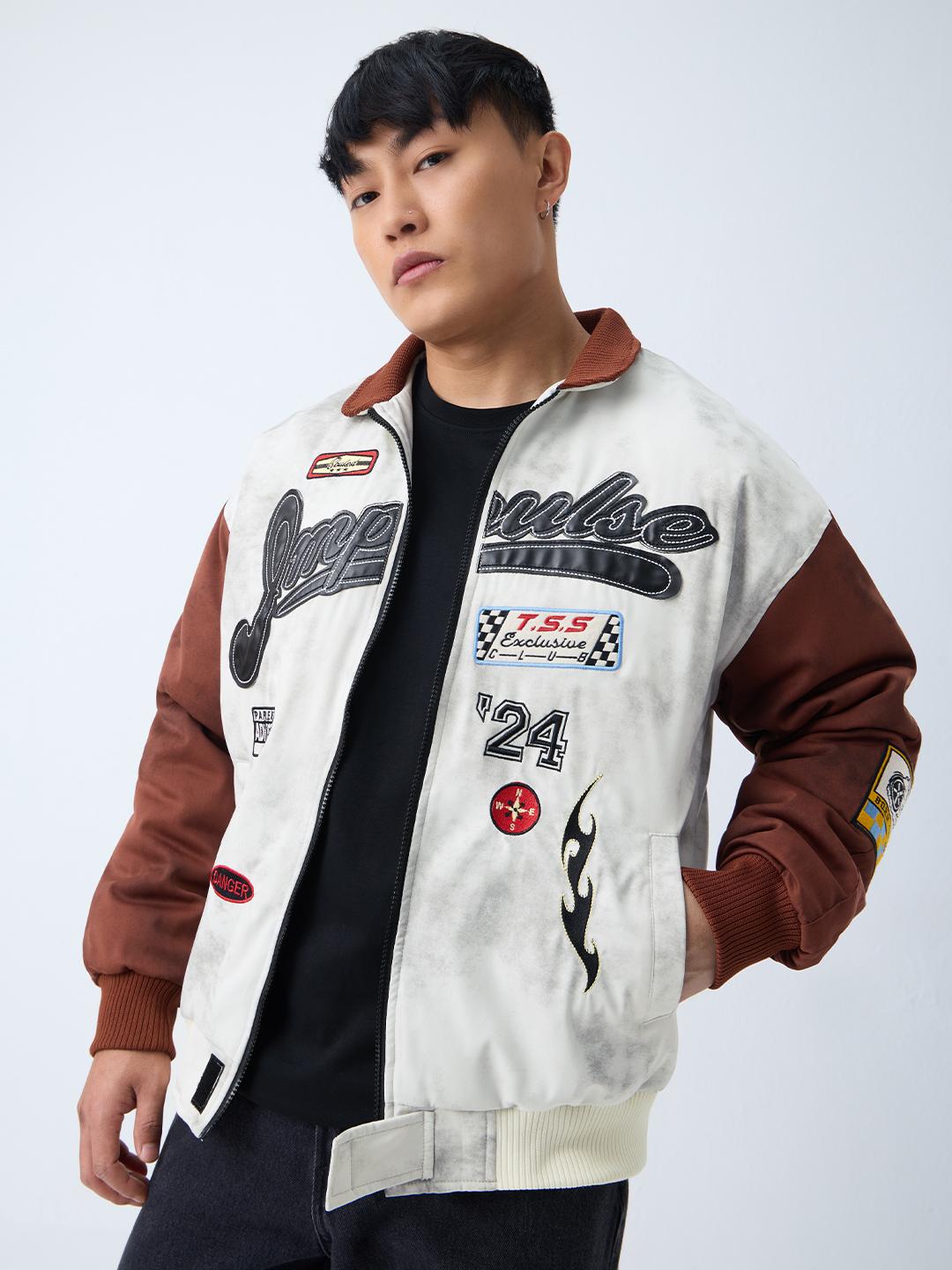 Buy The Souled Store Men Lightweight Biker Jacket With Embroidered ...