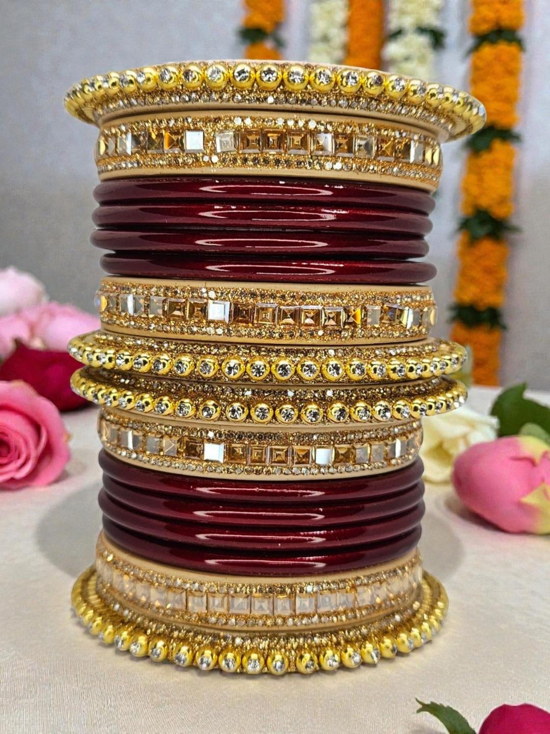 Buy NY LIFESTYLES Set Of 16 Stone Studded & Beaded Bangles - Bangle for ...