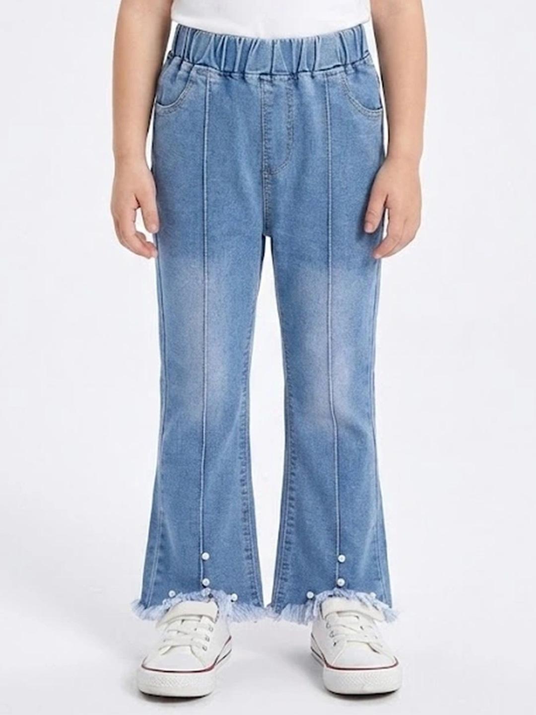 Buy YK Girls Regular Fit Mid Rise Light Fade Jeans - Jeans for Girls ...