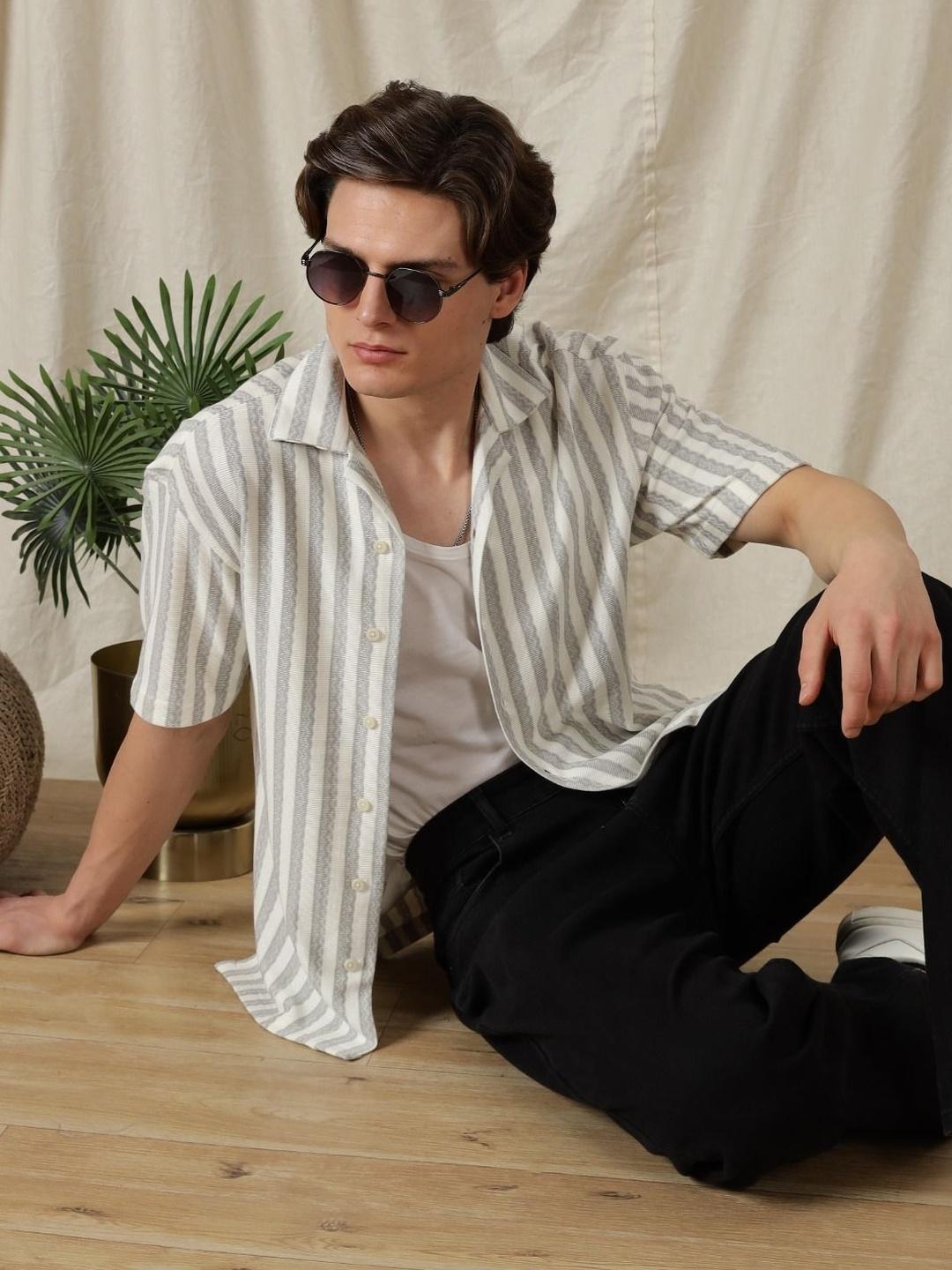 Buy Blu MNKY Men Classic Striped Casual Shirt - Shirts for Men 39636476 ...