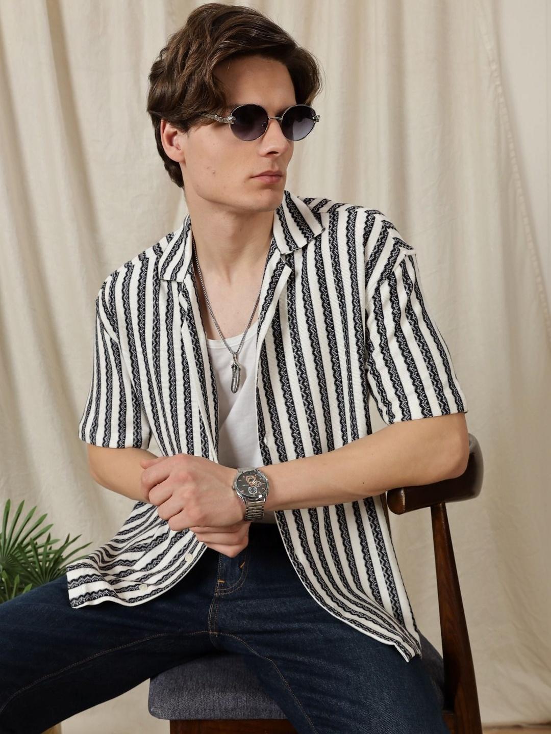 Buy Blu MNKY Men Classic Striped Casual Shirt - Shirts for Men 39636475 ...