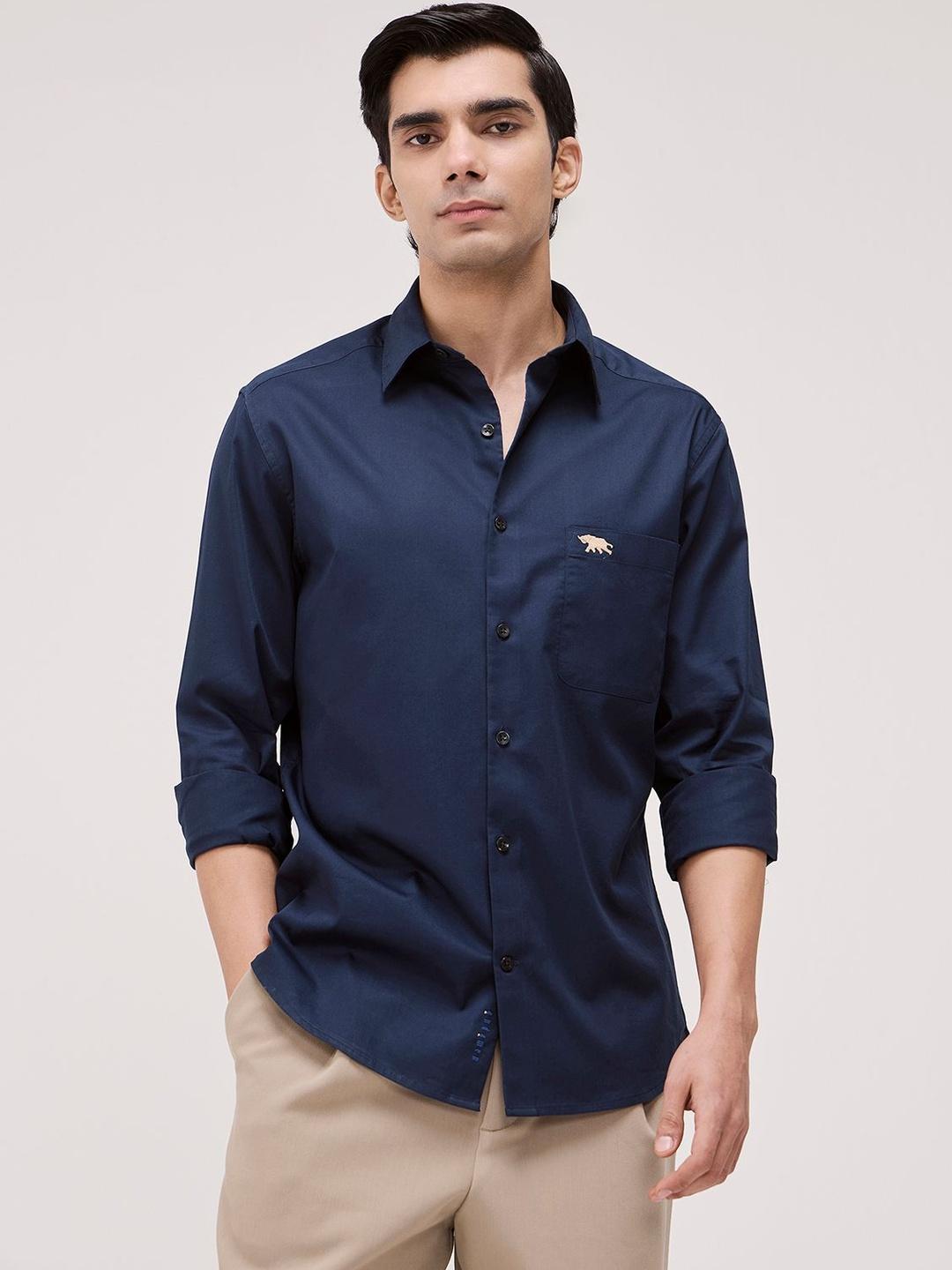 Buy Andamen Men's Pure Cotton Embroidered Slim Fit Shirt - Shirts for ...