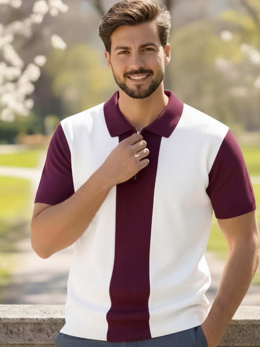 Buy AUSK Men Colourblocked Polo Collar T Shirt - Tshirts for Men ...