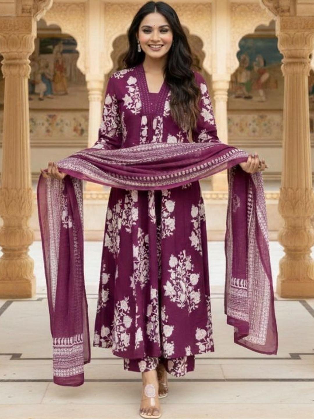 Buy Anouk Rustic Women Floral Printed Regular Kurta With Palazzos ...