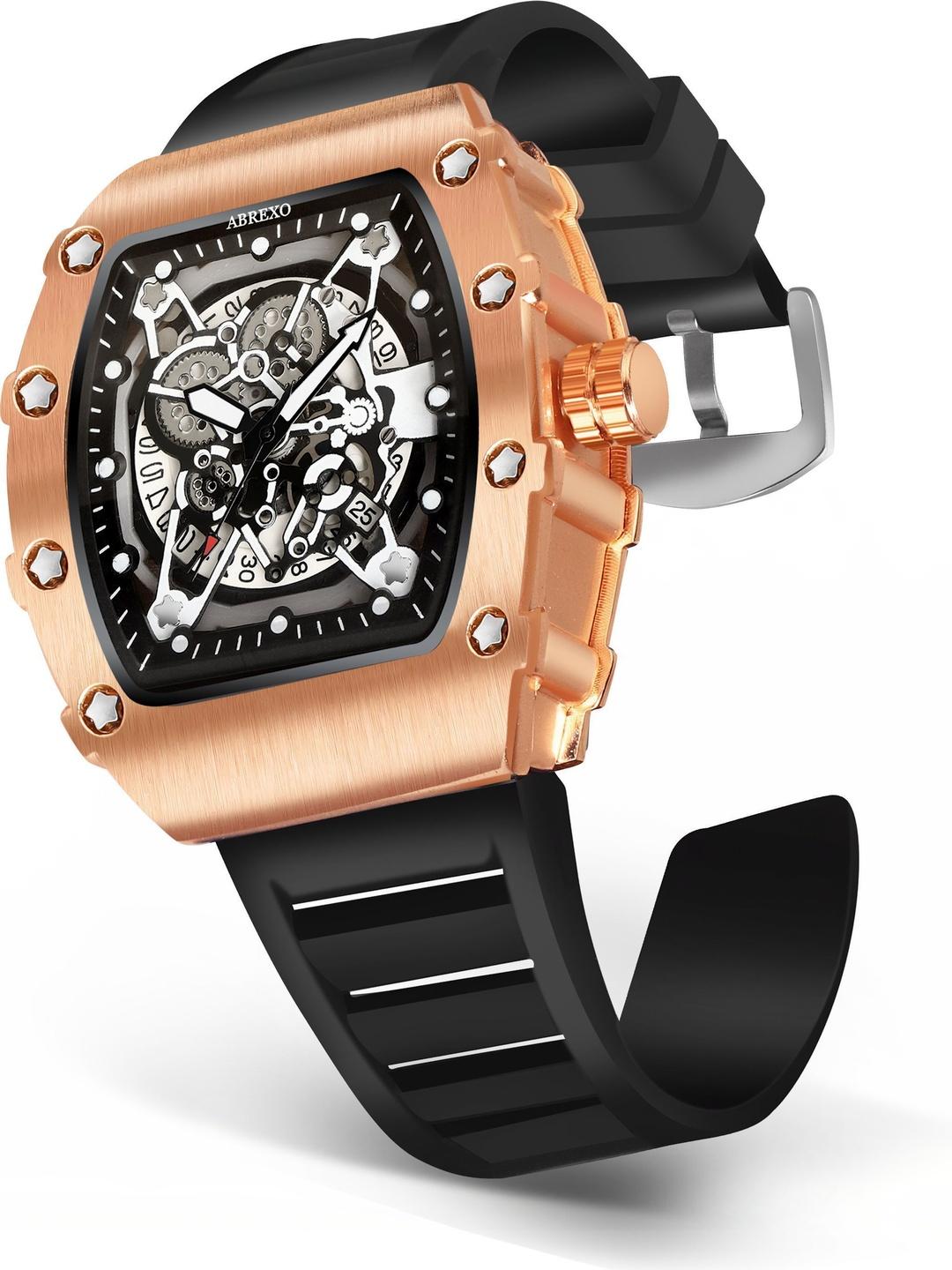 Buy Abrexo Men Skeleton Dial & Straps Analogue Date Aperture Watch AX30 ...