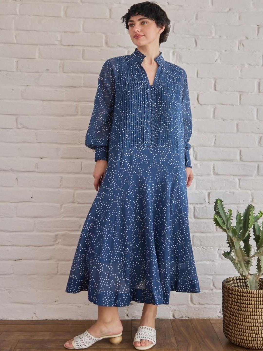 Buy Taro India Polka Dot Print A Line Maxi Dress - Dresses for Women ...