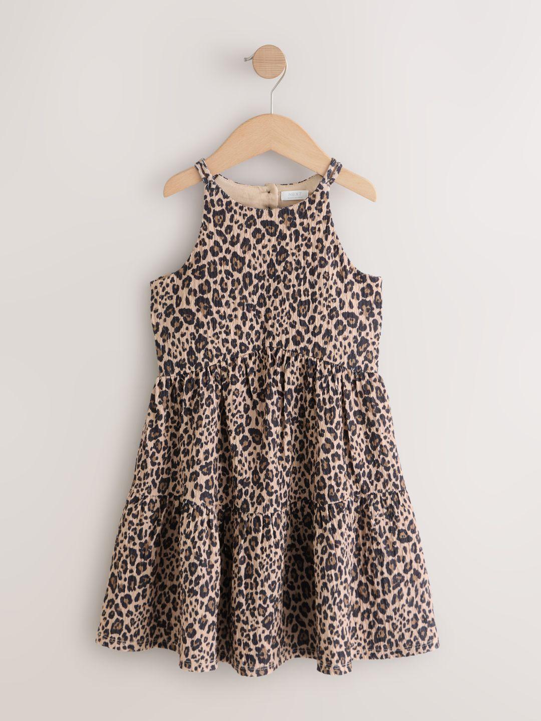 Buy NEXT Girls Leopard Skin Print Tiered Dress With Back Cut Out ...