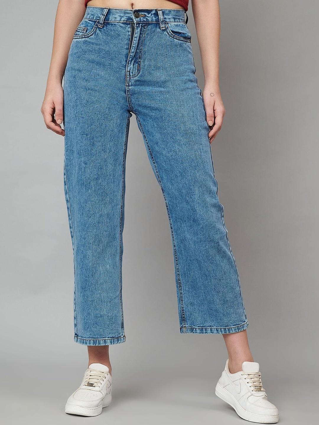 Buy A J FASHION HUB Women Straight Fit High Rise Light Fade Jeans ...