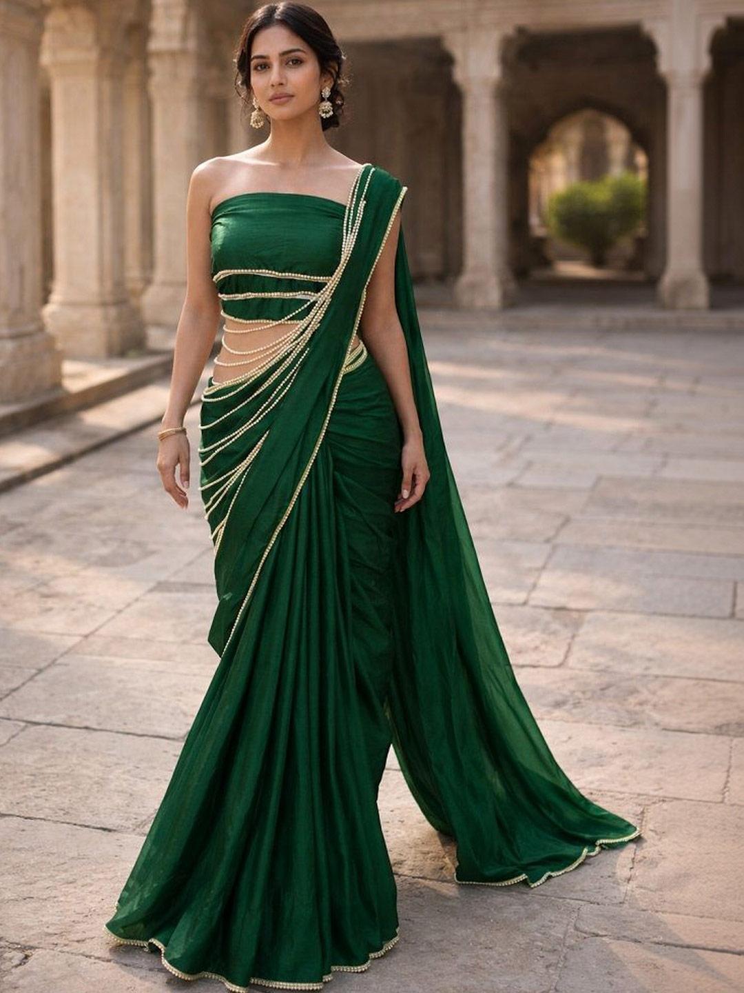 Buy NANCY DESIGNER Beads And Stones Heavy Work Saree - Sarees for Women ...