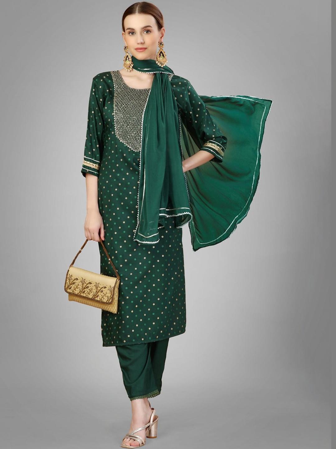 Buy PITRIS Women Ethnic Motifs Printed Regular Sequinned Kurta With ...