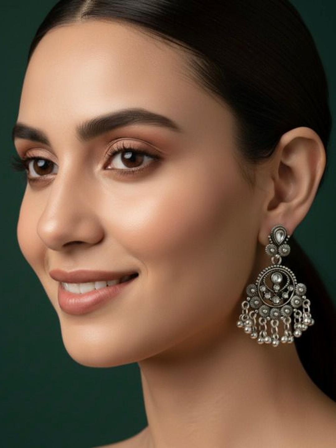 Buy DURATI Silver Plated Circular Drop Earrings - Earrings for Women ...