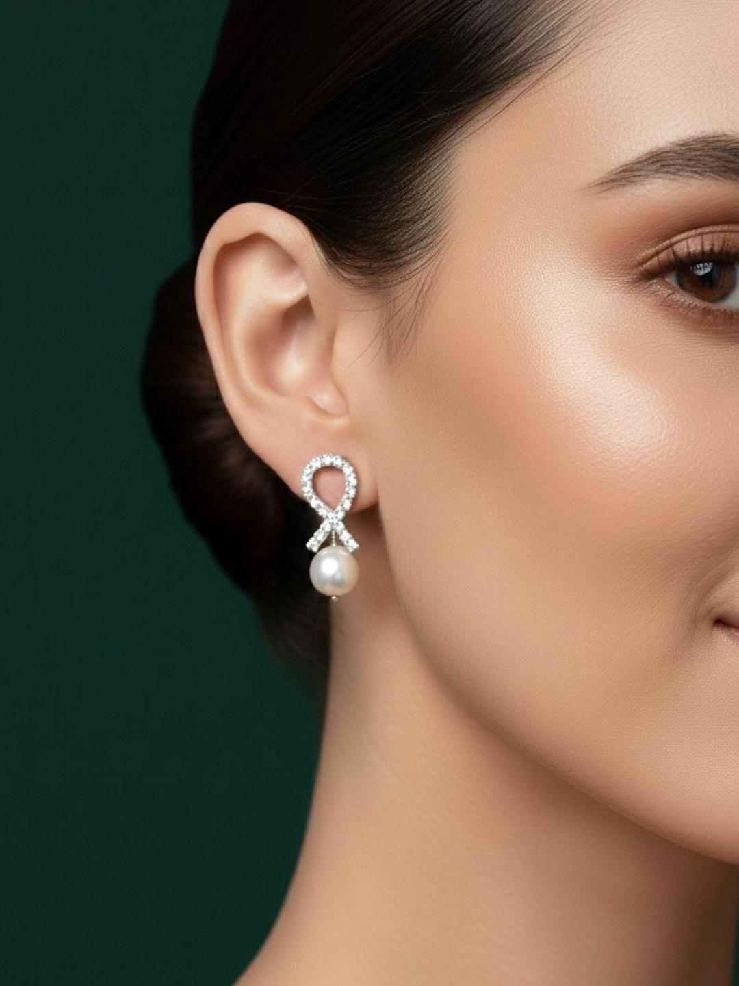 Buy DURATI Silver Plated Geometric Drop Earrings - Earrings for Women ...