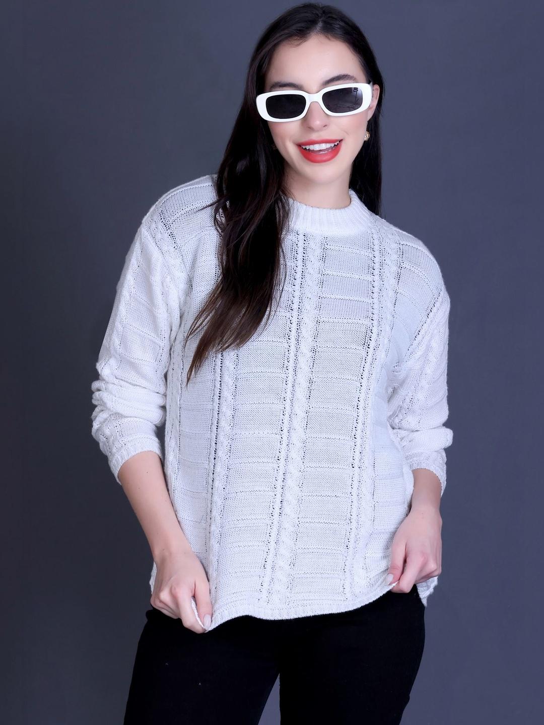 Buy The Roadster Lifestyle Co Woolen Round Neck Cable Knit Sweater ...