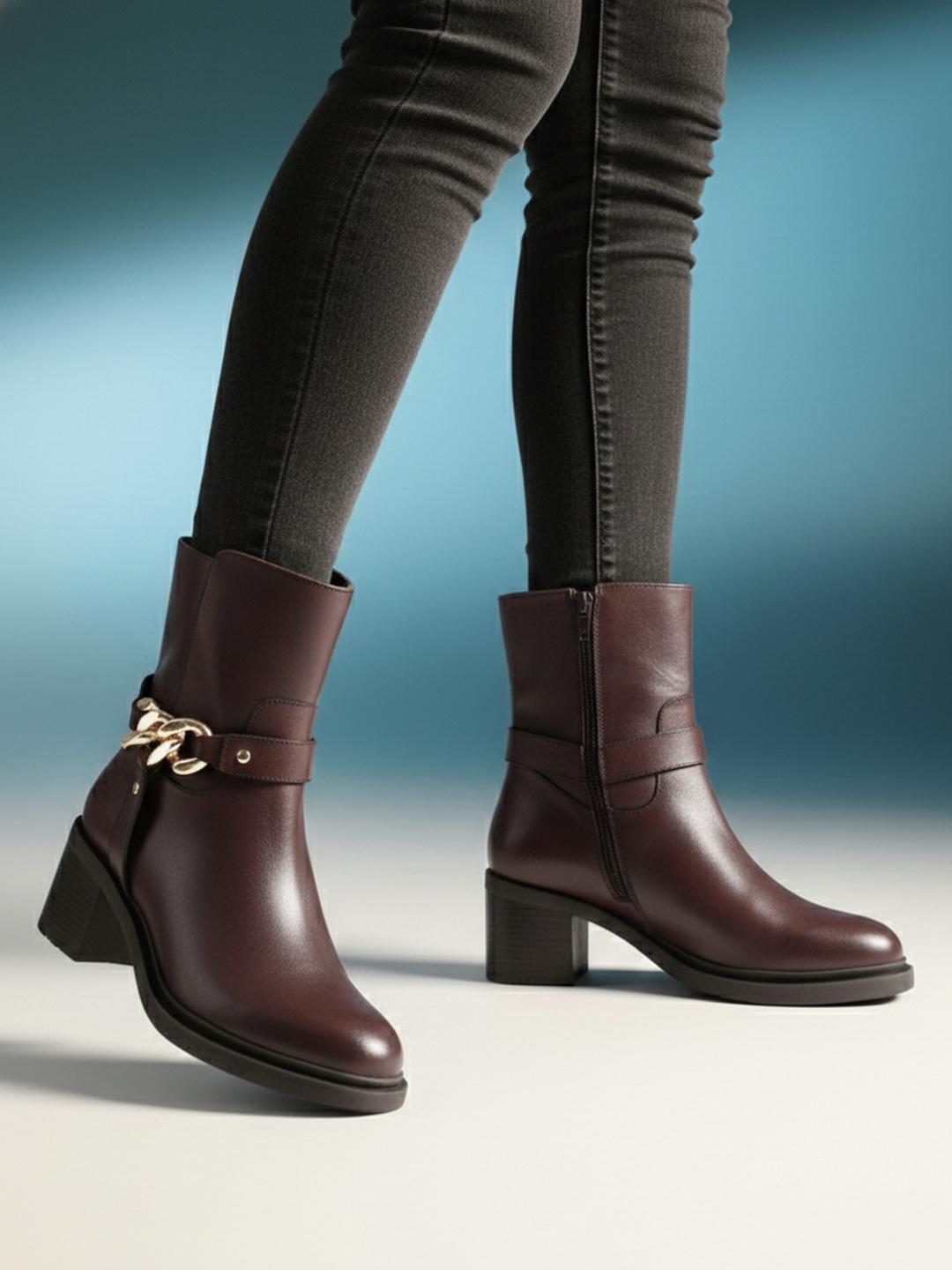 Buy Nautica Women Mid Top Boots With Metal Chain Detail - Boots for ...