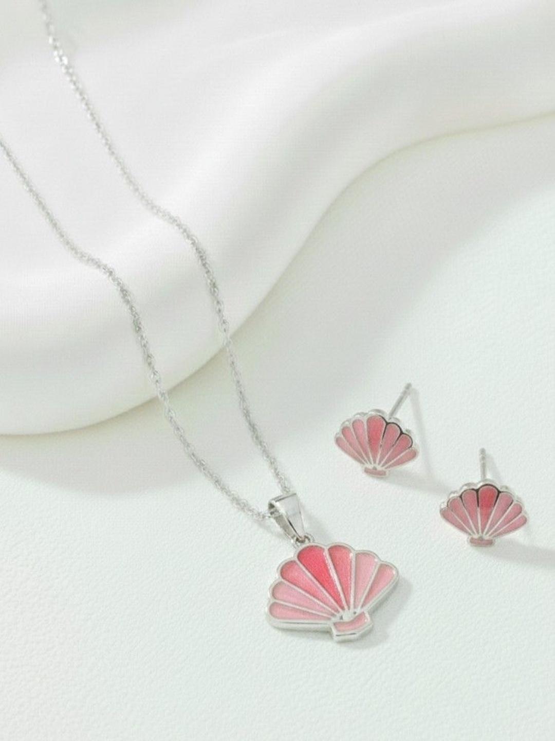 Buy ShimmerTots Girls Rhodium Plated Sea Shell Jewellery Set ...