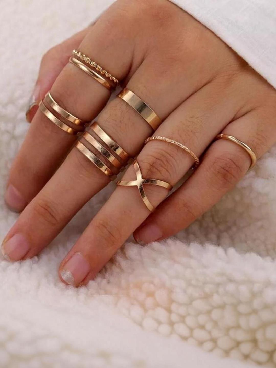 Buy Vembley Set Of 8 Gold Plated Finger Ring - Ring for Women 39220843 ...