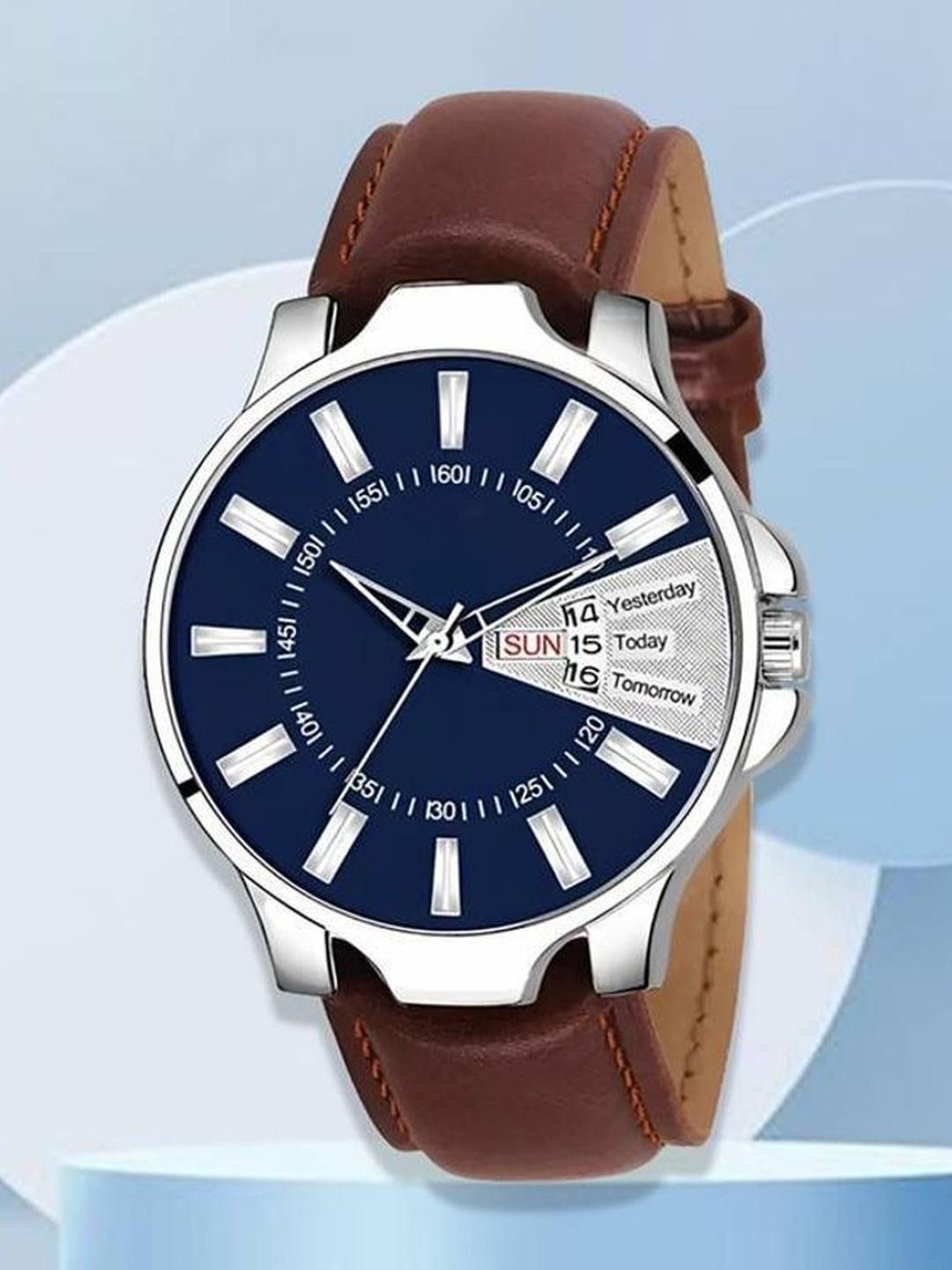 Buy YUKAX Men Dial & Leather Straps Analogue Date Aperture Watch DD ...