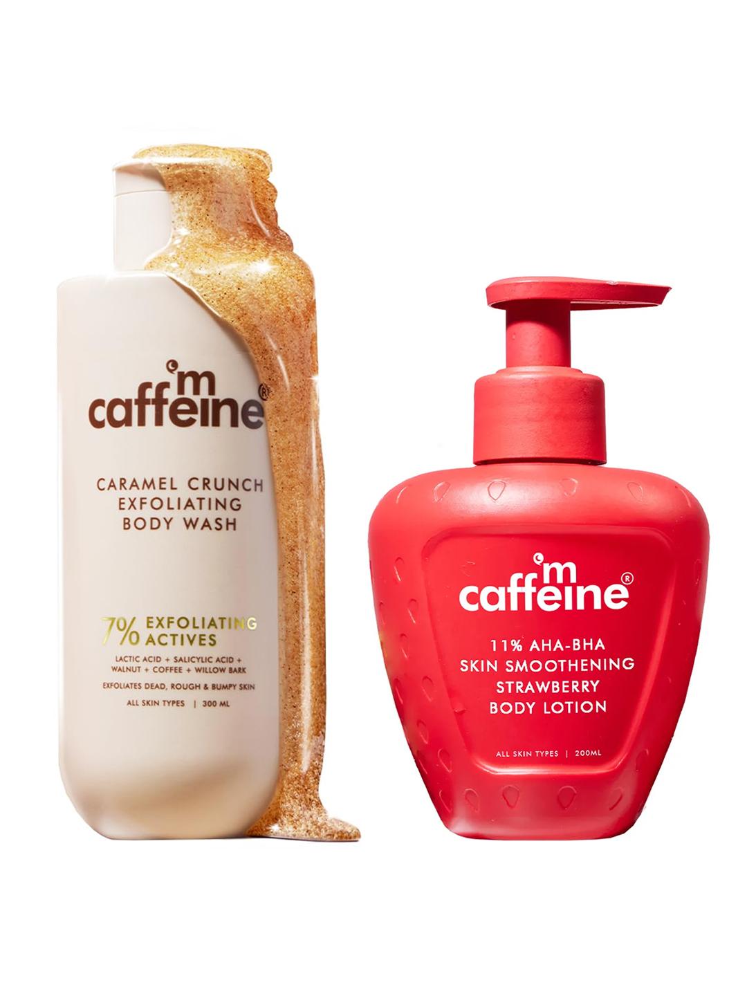 Buy MCaffeine Set Of Strawberry Body Lotion 200ml & Exfoliating Body ...