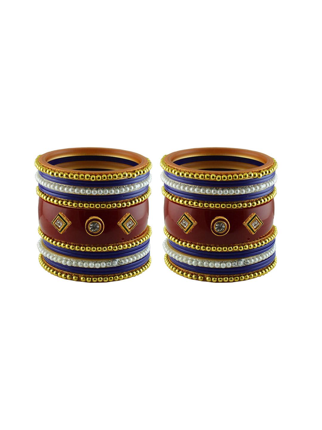 Buy Vidhya Kangan Blue Stone Stud Acrylic Extra Large Size Bangle ...