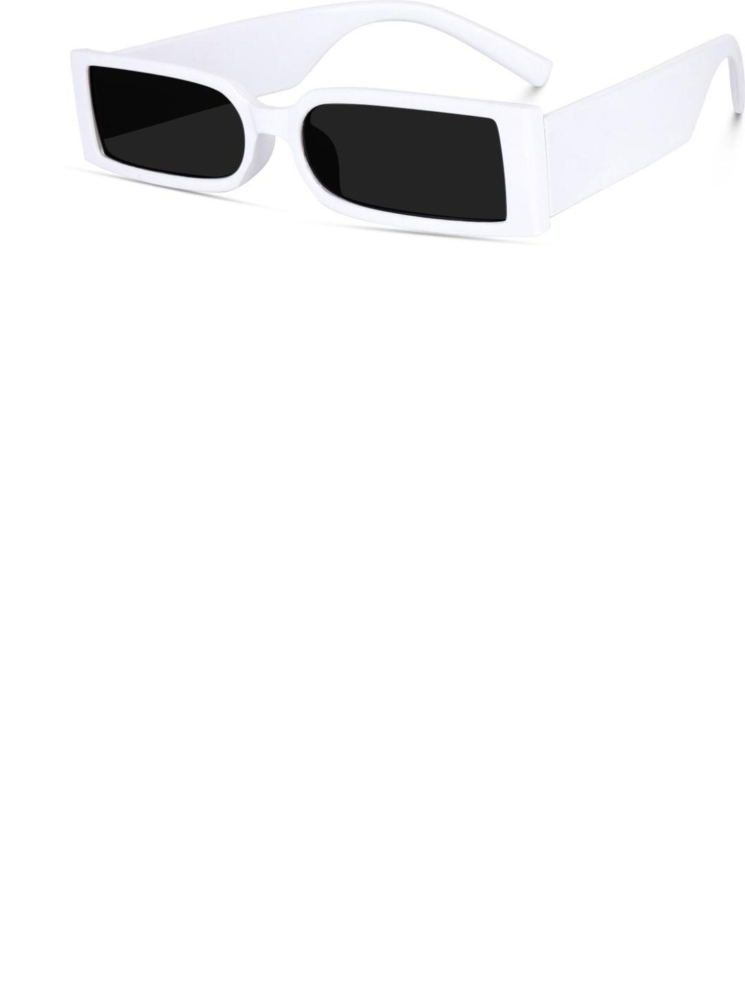 Buy LEGEND EYEWEAR Unisex Black Lens & White Rectangle Sunglasses With ...