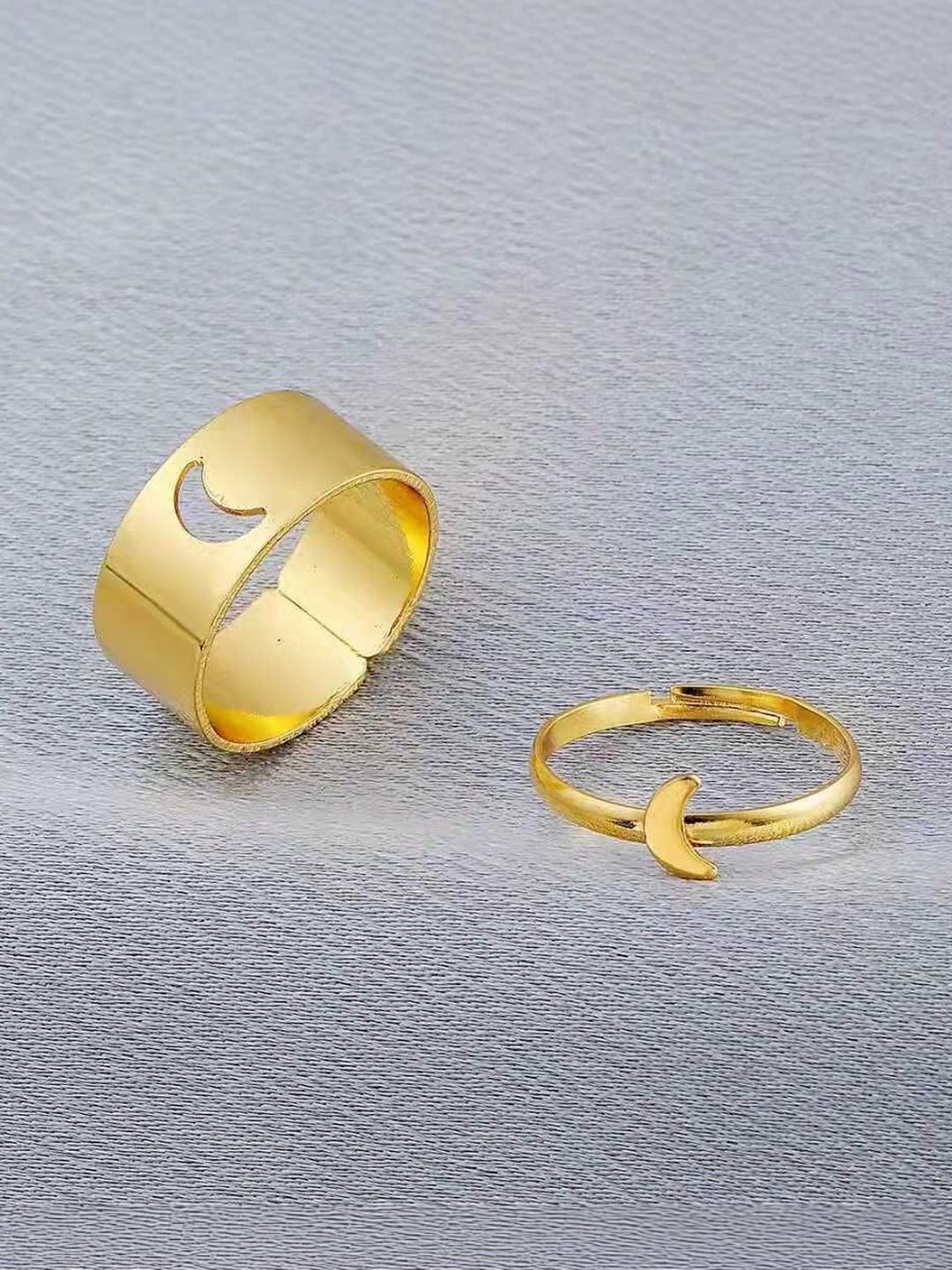 Buy DressBerry Set Of 2 Gold Plated Half Moon Finger Ring - Ring for ...